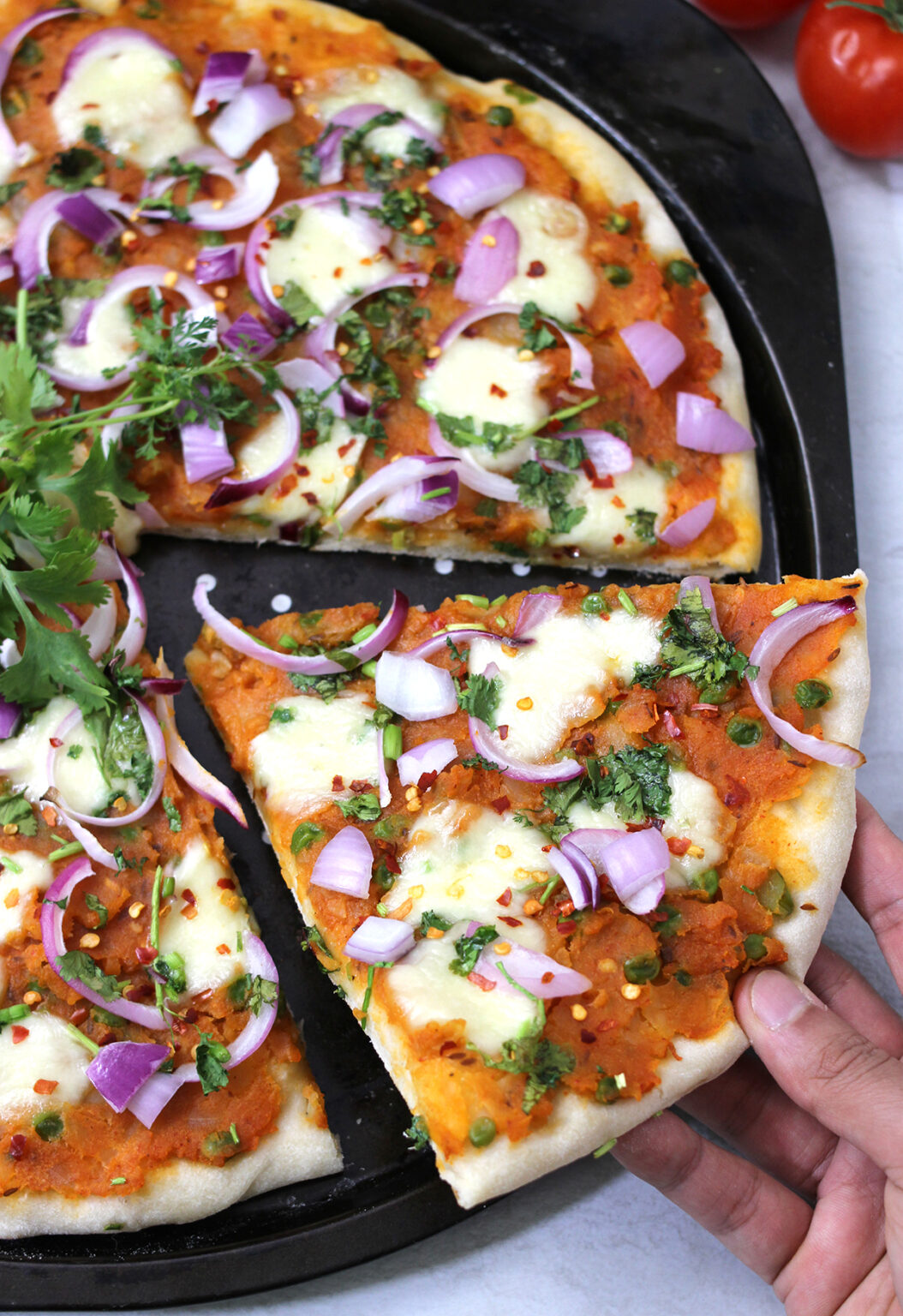 Best Indian Pizza | Pav Bhaji Pizza - Cook with Kushi