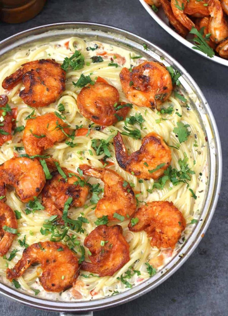 CLASSIC SHRIMP SCAMPI PASTA - Cook with Kushi