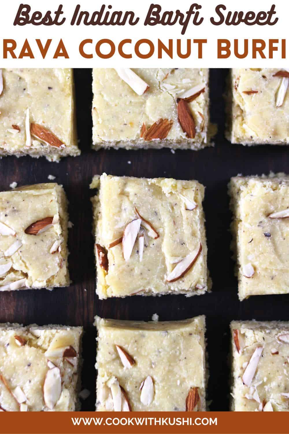 Rava Burfi Recipe | Rava Coconut Barfi - Cook with Kushi