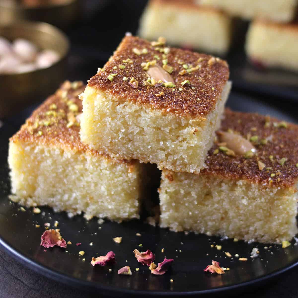 Eggless Basbousa Cake Recipe Middle Eastern Dessert Harissa Cake