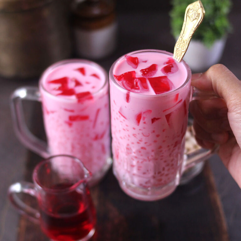 Sago Drink | Sabudana Rose Milk Sharbat Recipe - Cook with Kushi