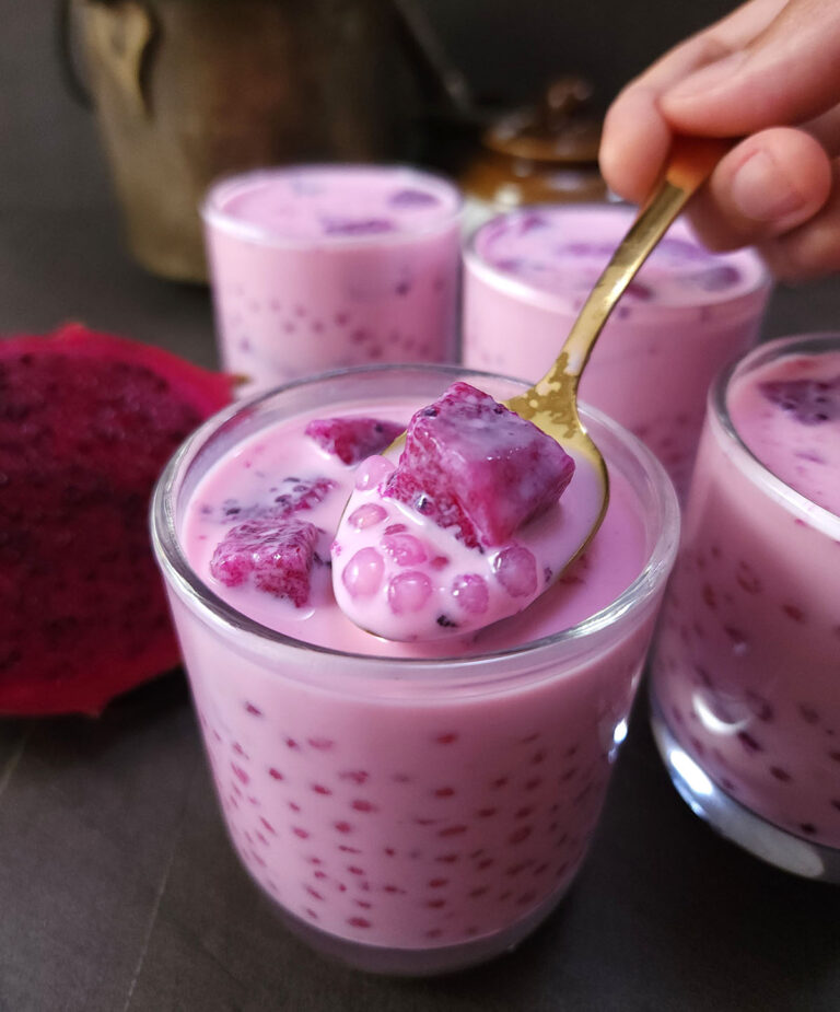 Dragon Fruit Sago Drink | Tapioca Drink - Cook with Kushi