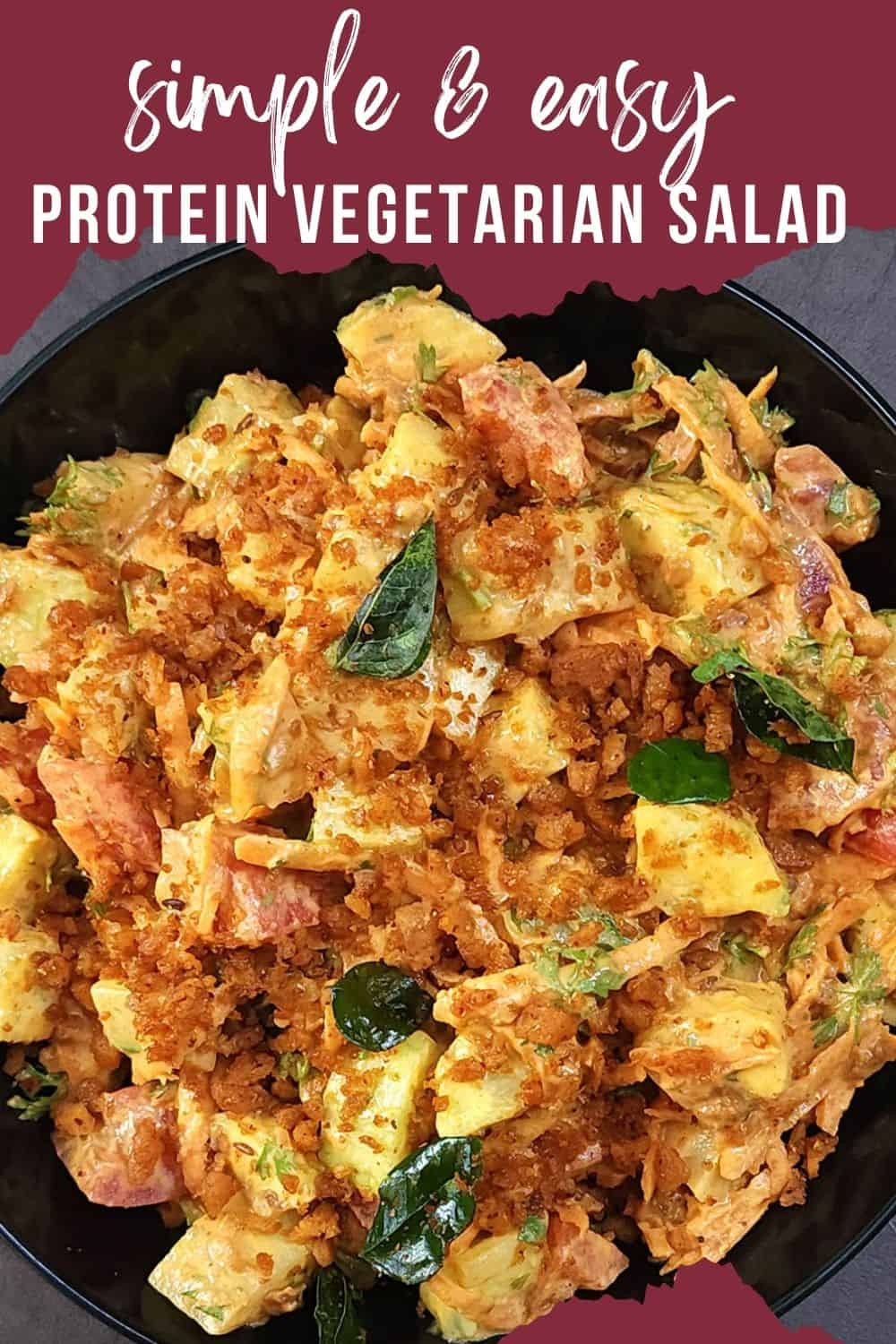 Protein Vegetarian Salad with Soya Granules - Cook with Kushi